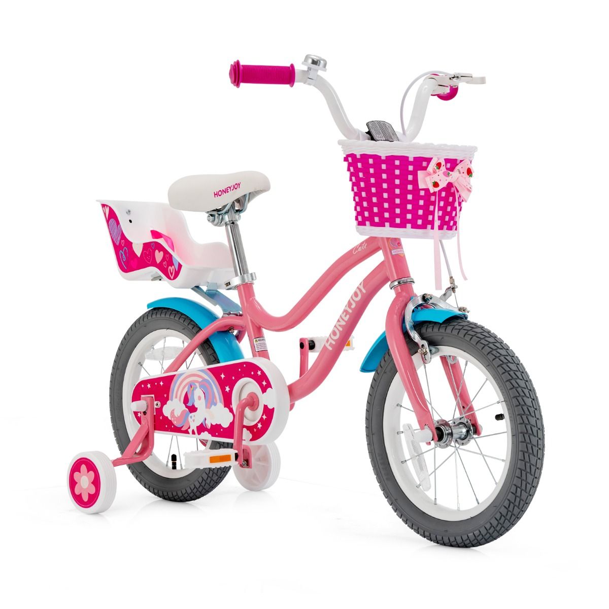 14" Pink Kids Bike with Training Wheels | Ages 3-5, Adjustable