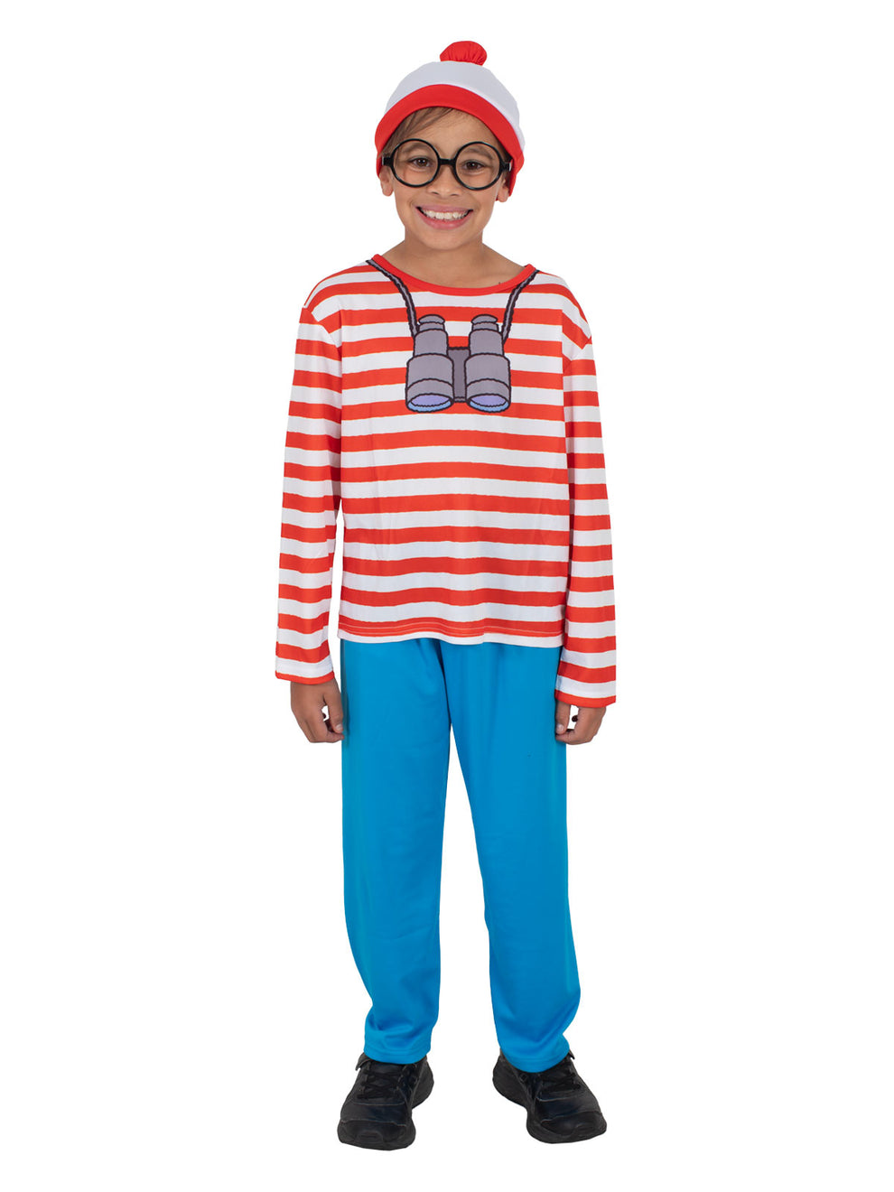 Where's Wally Costume | Red White Striped Top Blue Pants Hat – Kids ...