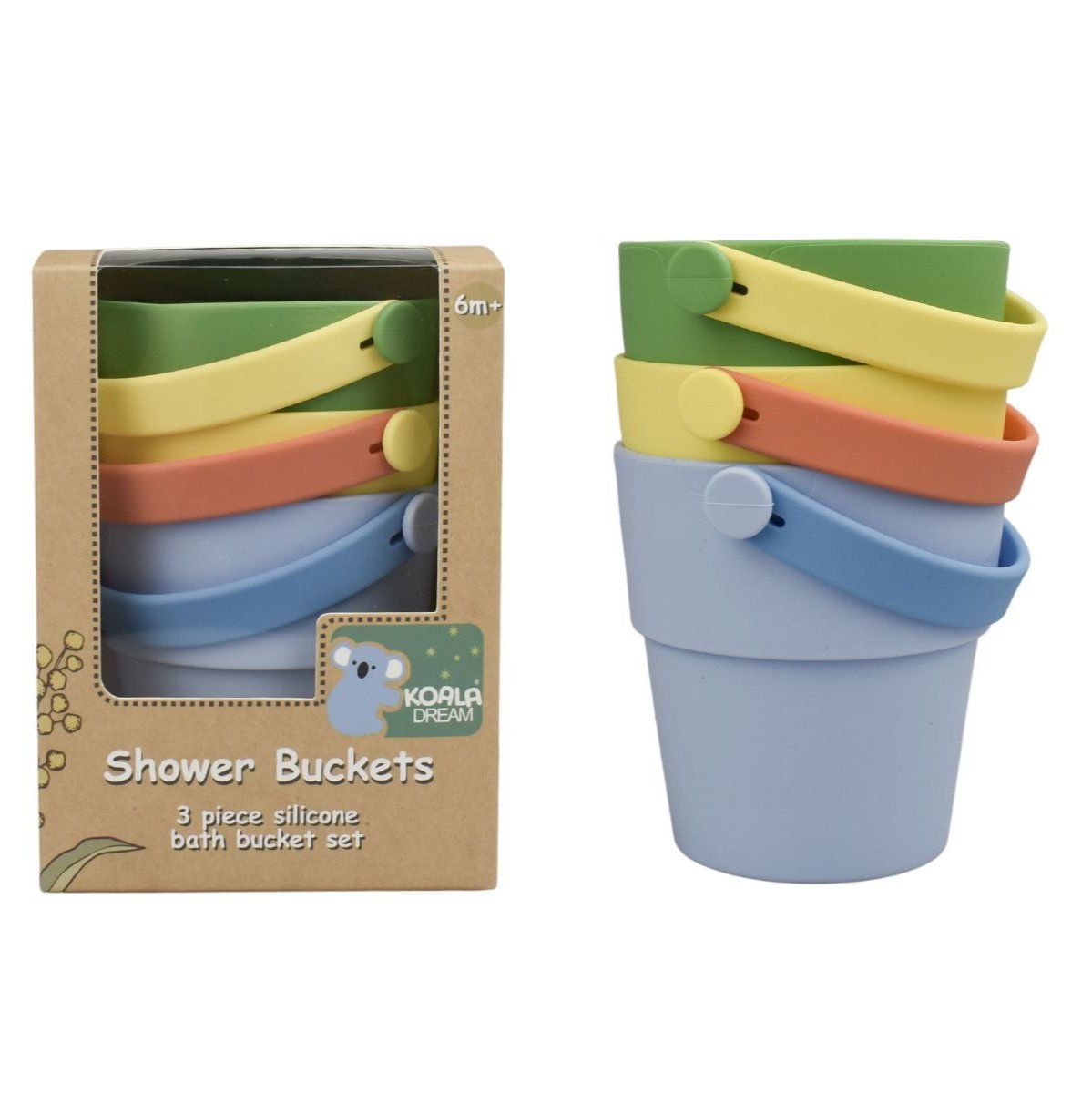 Silicone Shower Buckets | 3pc Set for Beach, Bath & Pool Fun