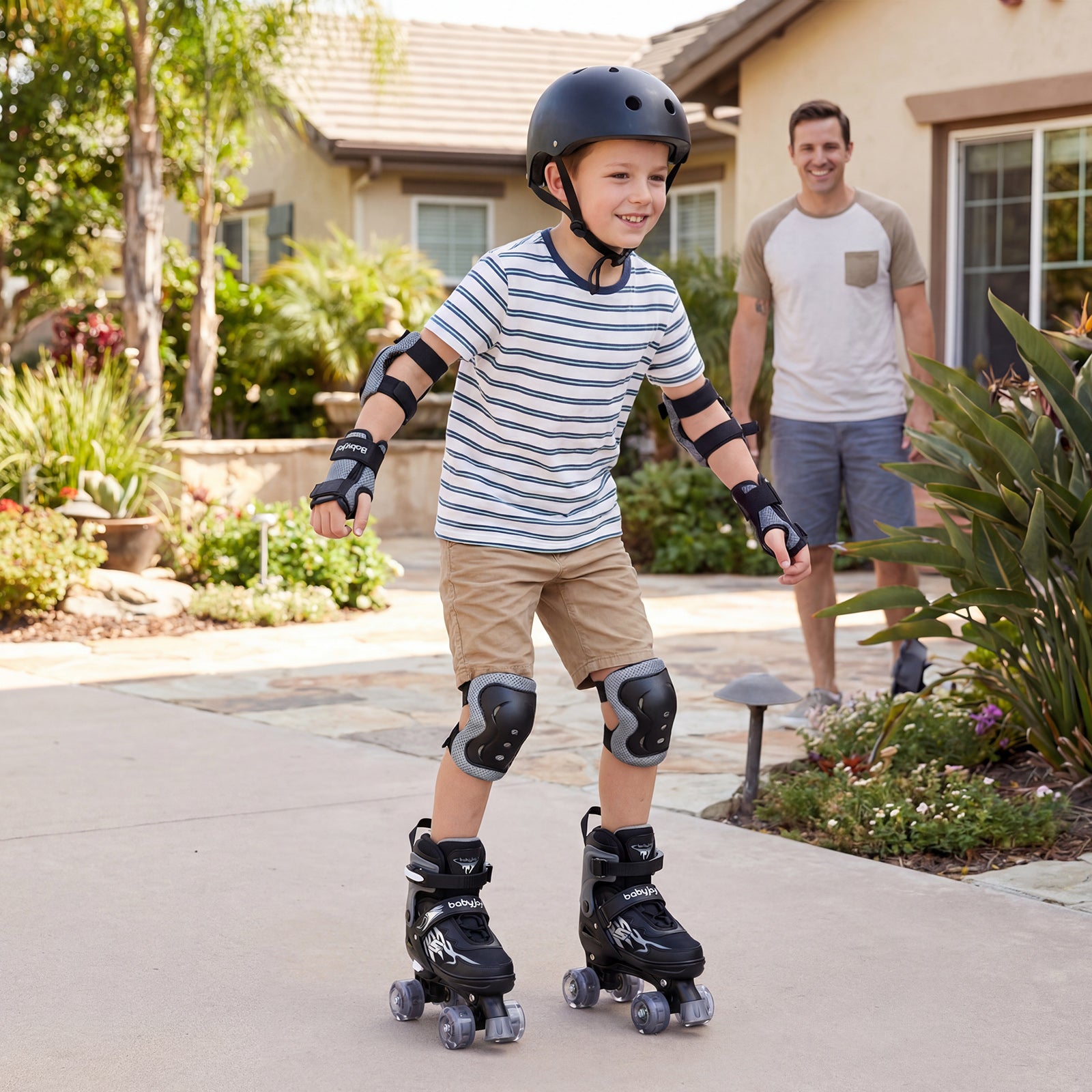 Adjustable Kids Roller Skates Light Up Wheels Black | Ages 7-9 – Kids ...