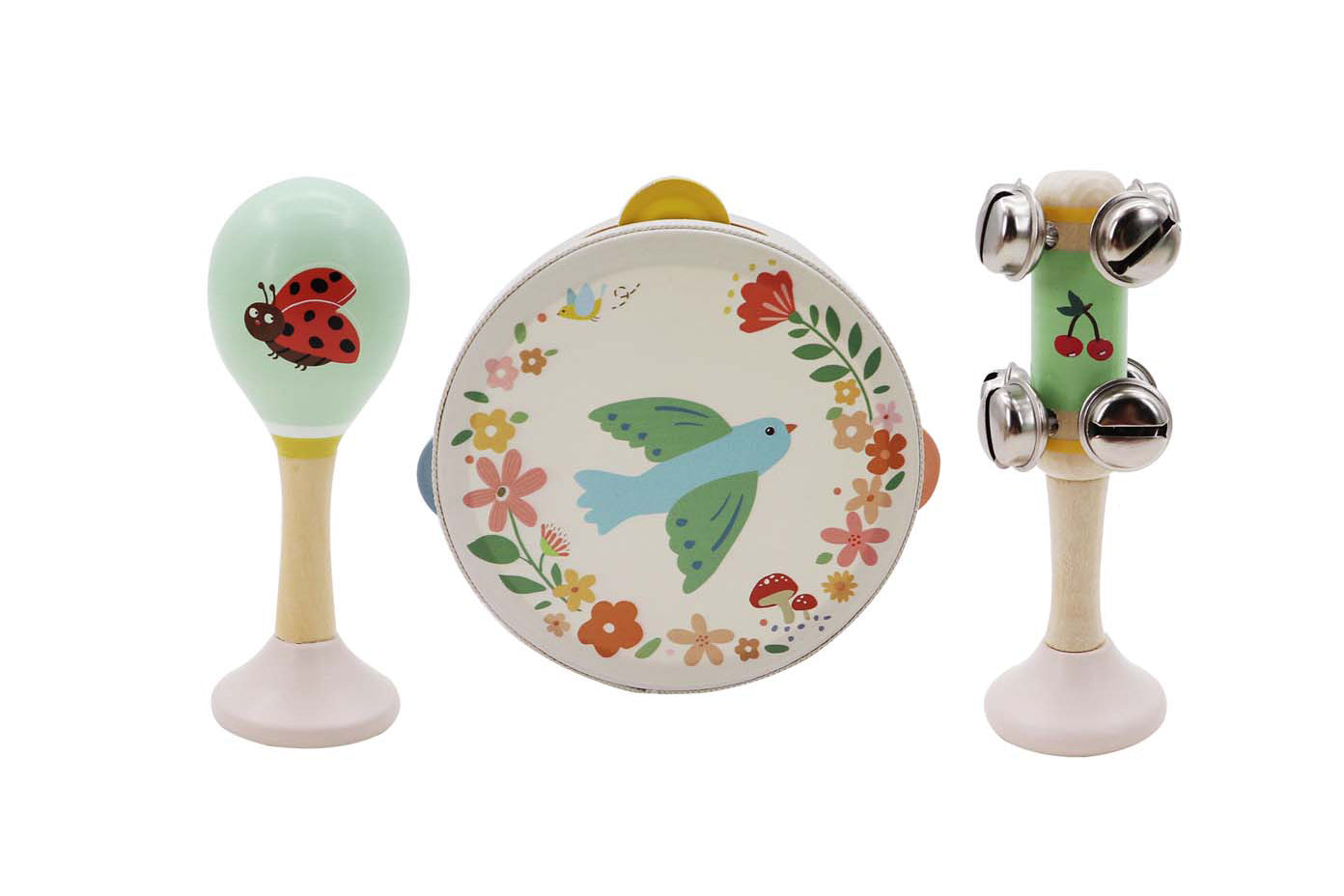 Wooden Spring Insect Bird Music 3 Pcs Set | Colorful Instruments