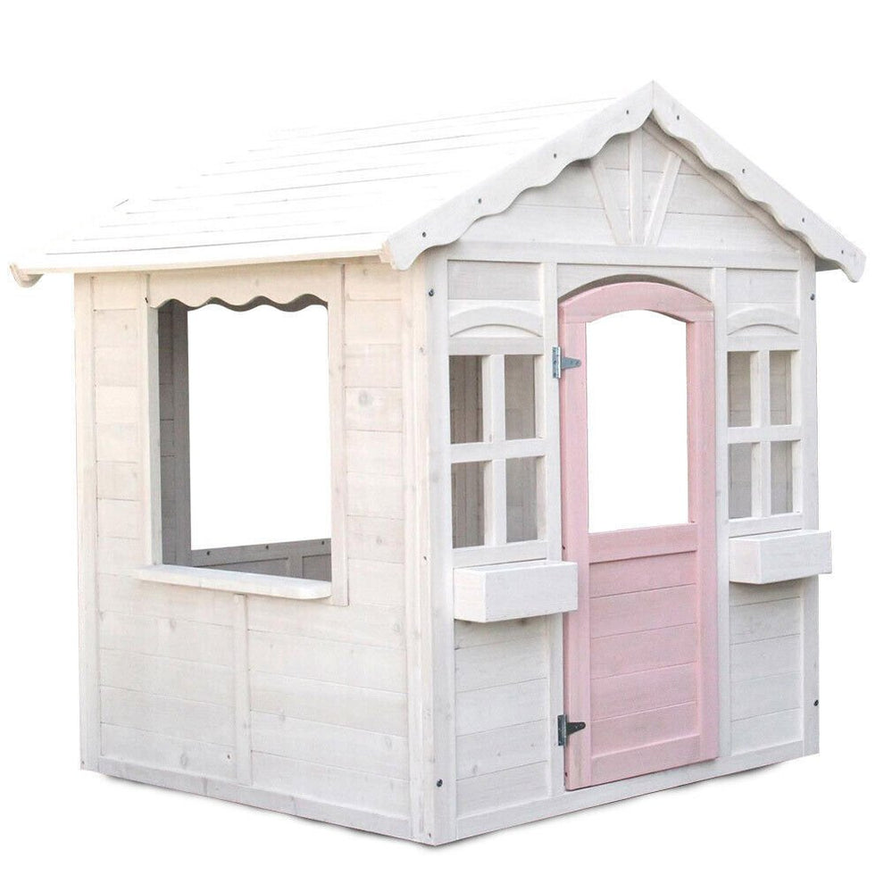 Rovo Kids Cottage Cubby House White and Pink