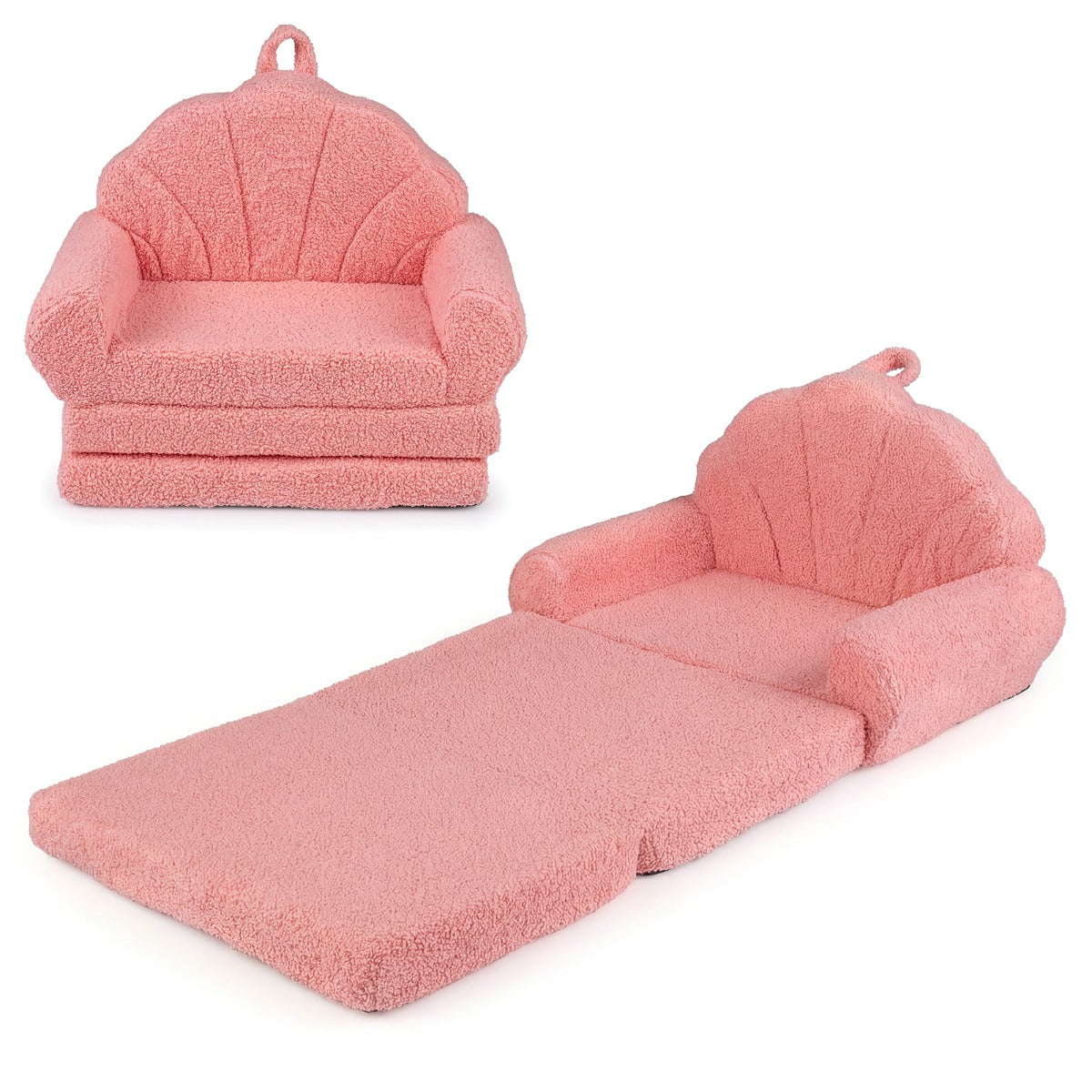 2 In 1 Kids Flip Out Sofa Pink Teddy Fleece Lounger – Kids Mega Mart