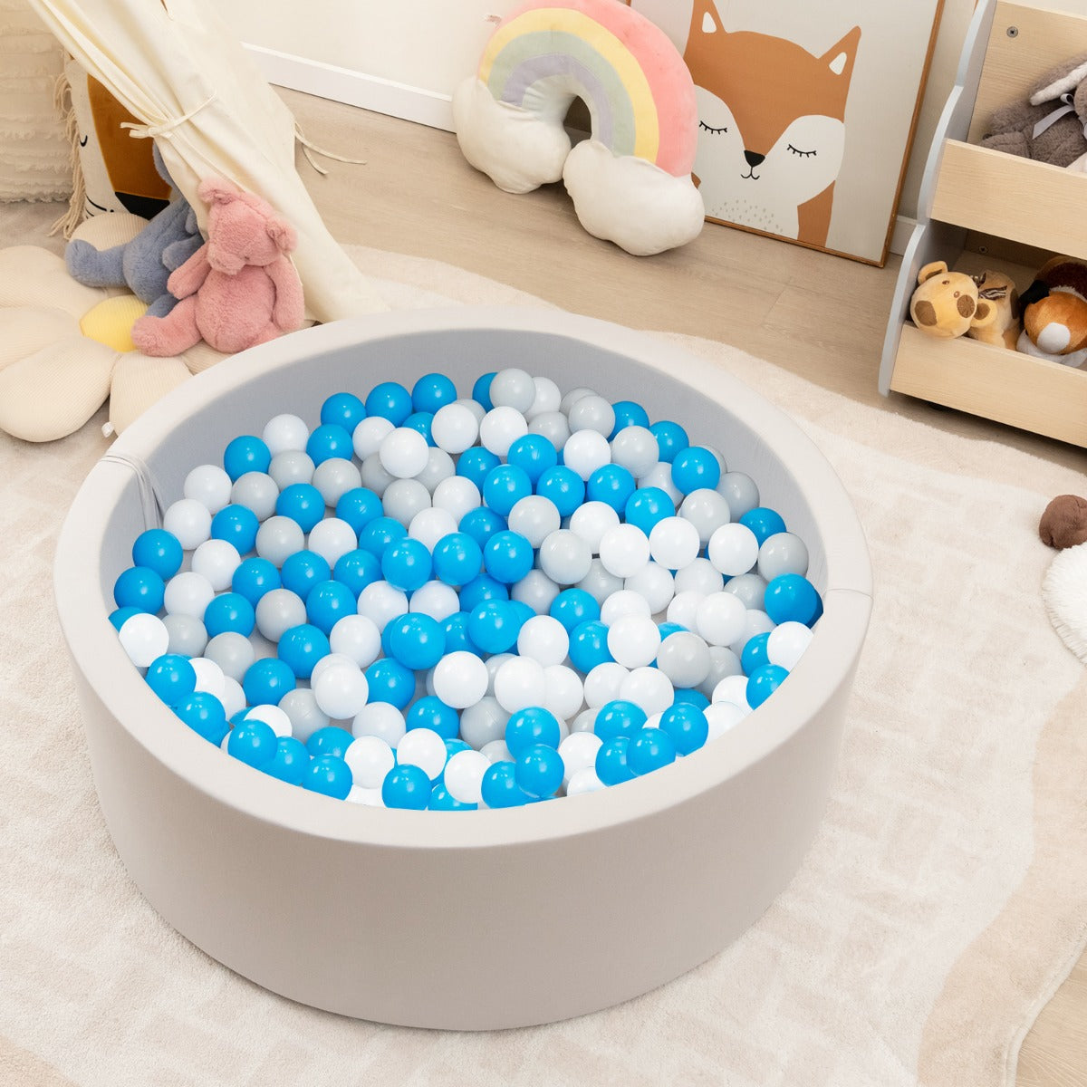 Kids' Round Foam Ball Pit Playpen with 200 Ocean Balls - Safe & Fun ...