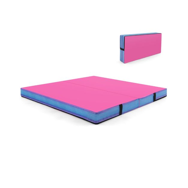 Folding Gymnastic Mat | Pink PU Leather 10cm Thick Exercise Pad – Kids ...