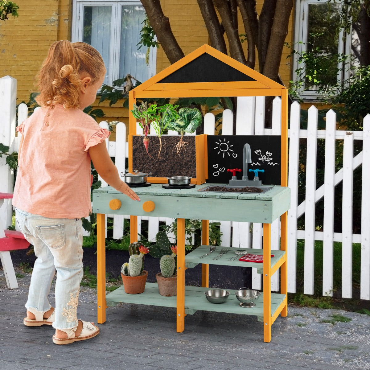 Kids Kitchen Playset with Root Viewer & Rotatable Faucet – Kids Mega Mart