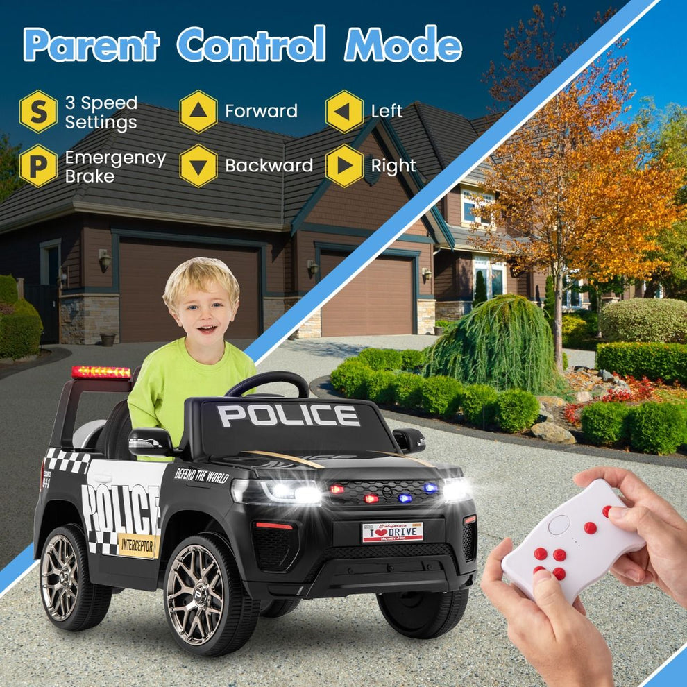 Kids Ride On Police Car | Remote Control, 12V Battery | Black – Kids ...