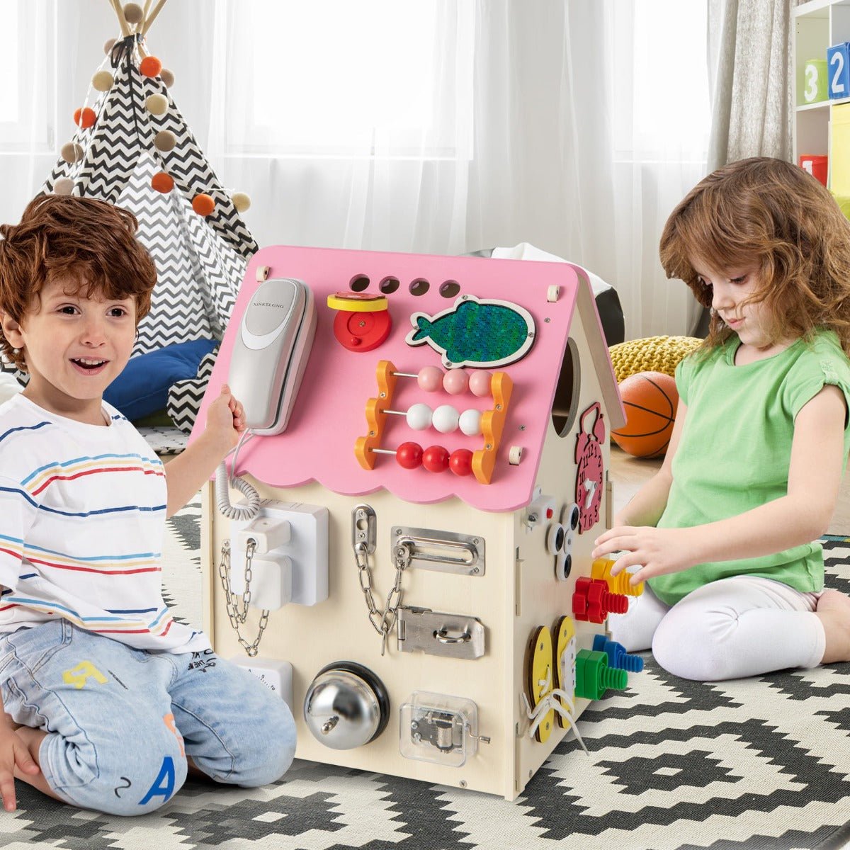 Pink Interactive Play House | Sensory Games for Toddlers – Kids Mega Mart