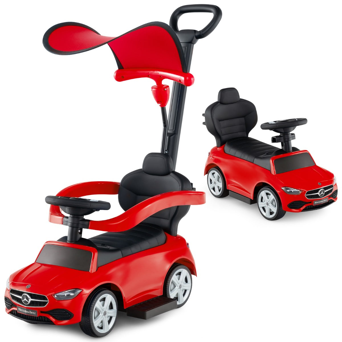 3 In 1 Ride On Push Car | Red Mercedes-Benz Style Toddler Toy – Kids ...
