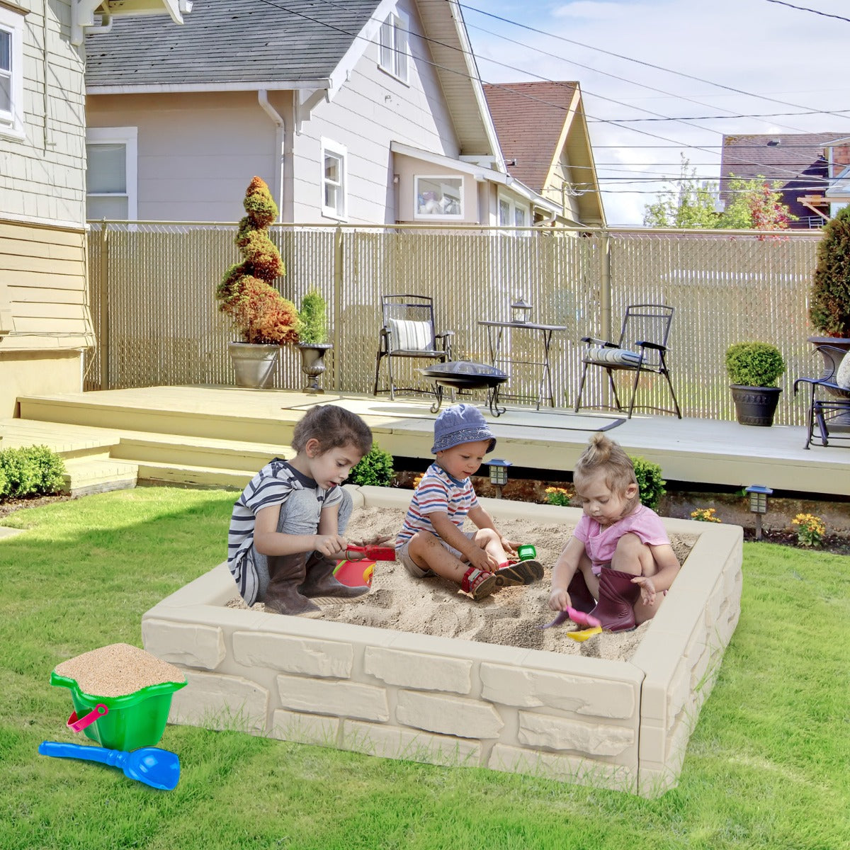 2 In 1 Sandbox | White HDPE Outdoor Play Station for Kids