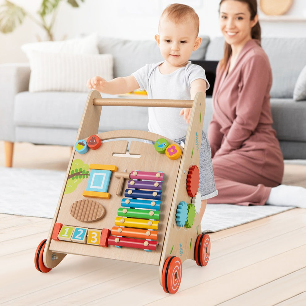 Wooden Baby Push Walker | Multicolor Activity Center for Toddlers ...