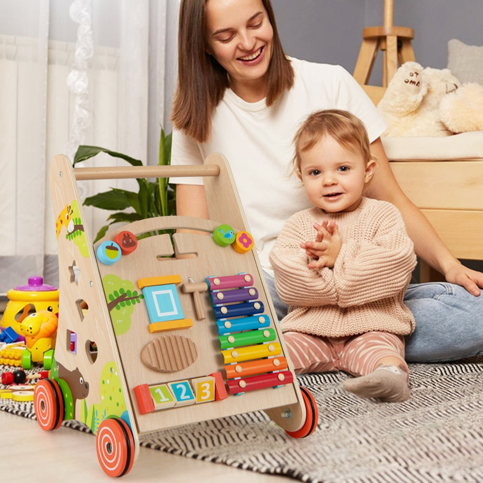 Wooden Baby Push Walker | Multicolor Activity Center for Toddlers ...