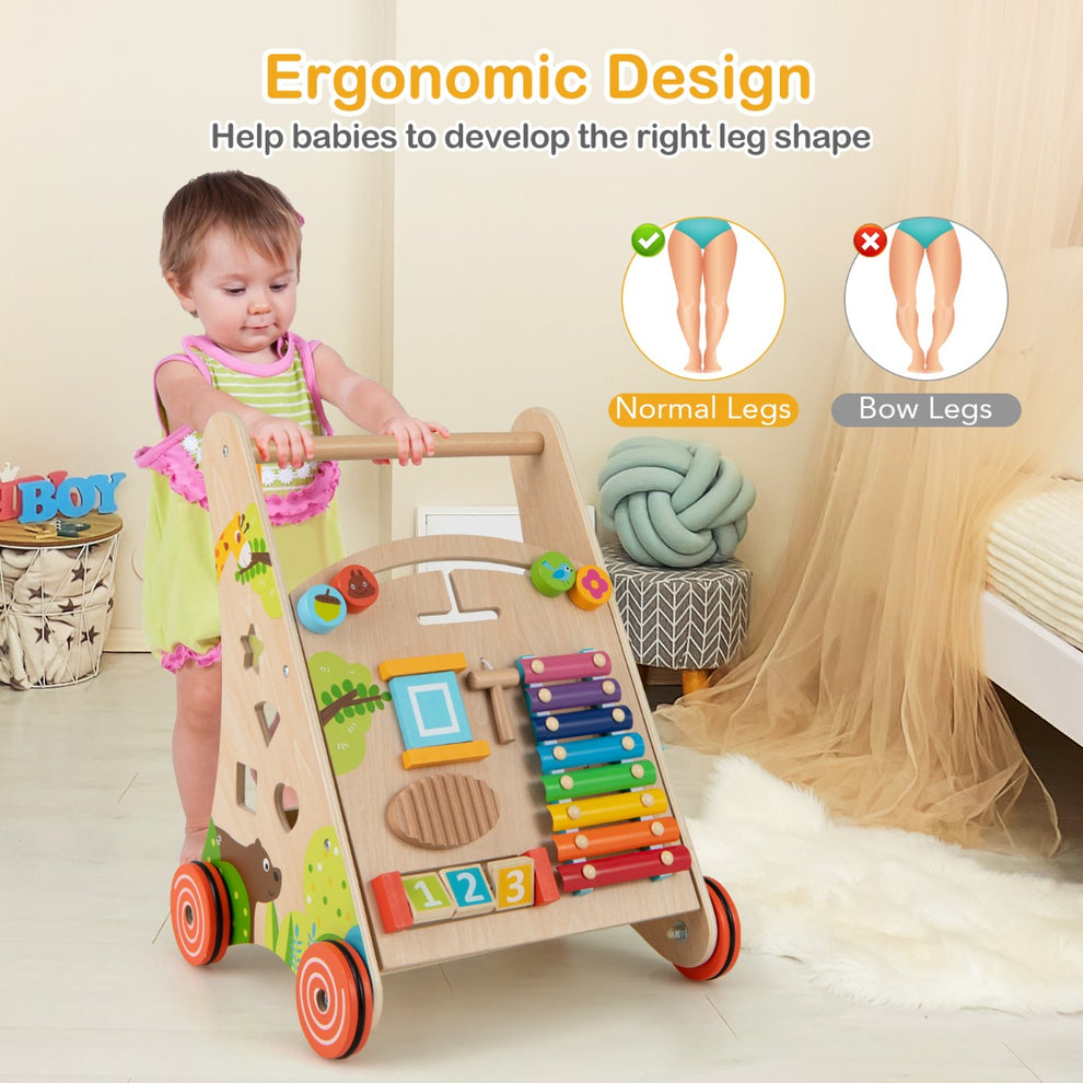 Wooden Baby Push Walker | Multicolor Activity Center for Toddlers ...