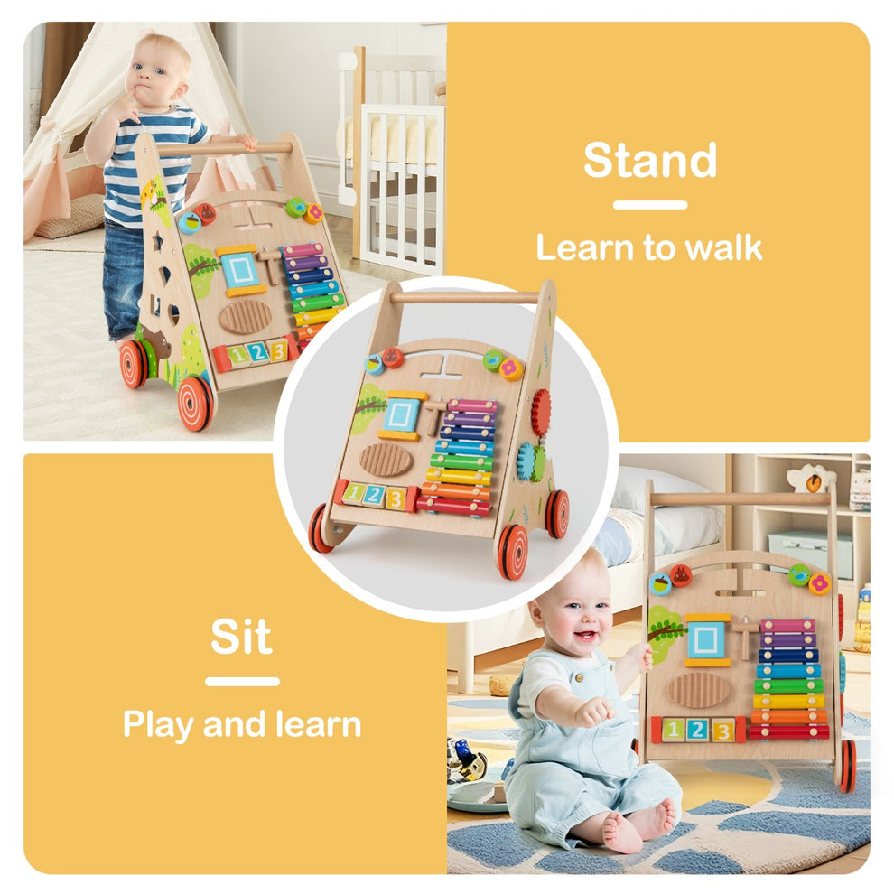 Wooden Baby Push Walker | Multicolor Activity Center for Toddlers ...
