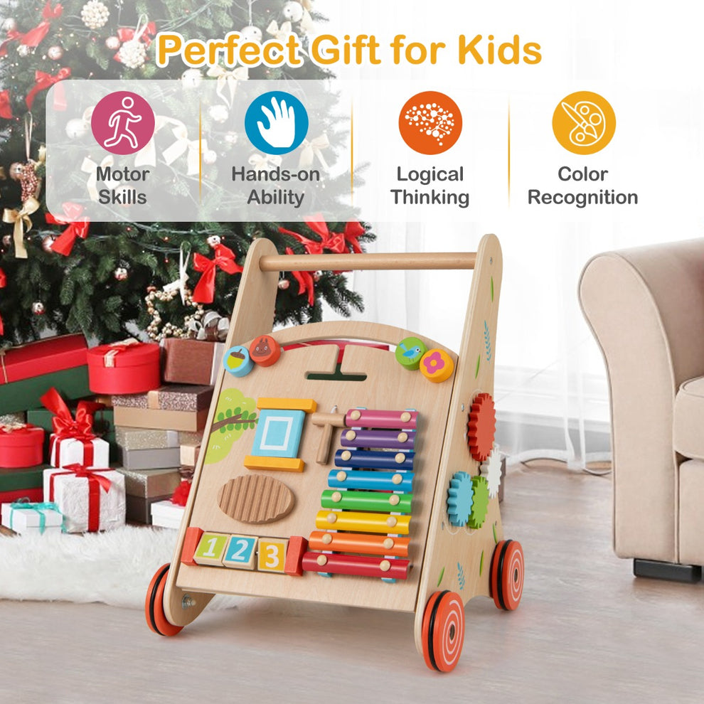 Wooden Baby Push Walker | Multicolor Activity Center for Toddlers ...