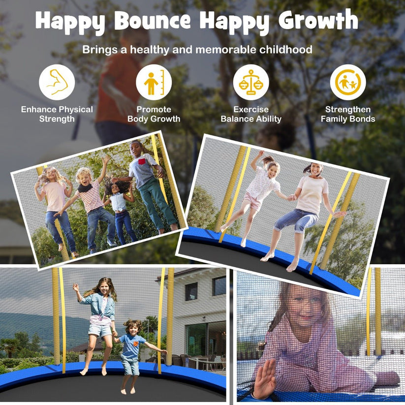 10FT Flower-Shaped Trampoline with Safety Net for Kids Fun