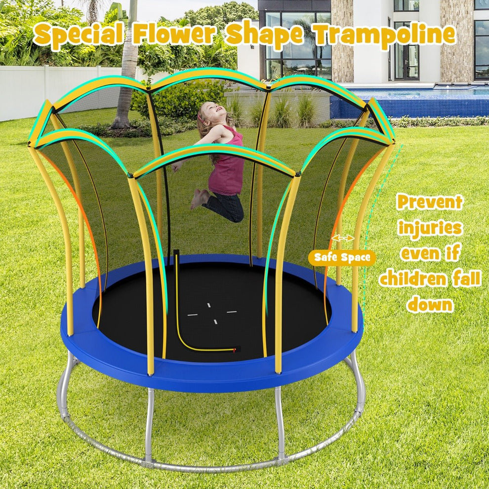 10FT Trampoline with Unique Flower Shape and Enclosure Net
