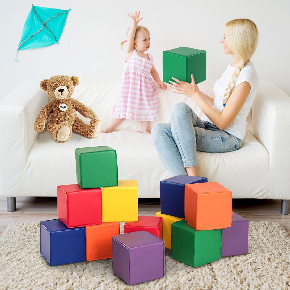 12 Piece Colorful Foam Building Blocks Set for Toddlers 20cm
