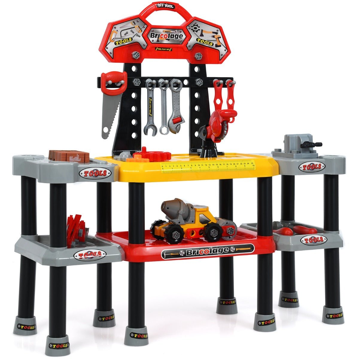 121 PCS Kids Toy Tool Set | Double-Tier Workbench for Toddlers