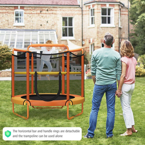152cm Kids Trampoline Set with Net, Bar and Gymnastic Rings – Kids Mega ...