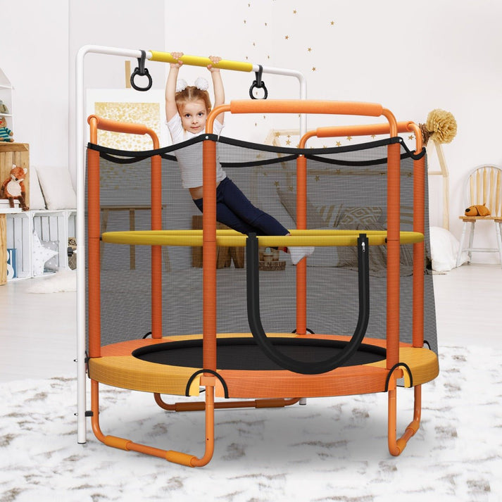 152cm Kids Trampoline Set with Net, Bar and Gymnastic Rings – Kids Mega ...