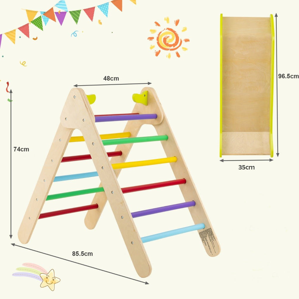Shop 2-in-1 Kids Wooden Climbing Triangle Set with Slide