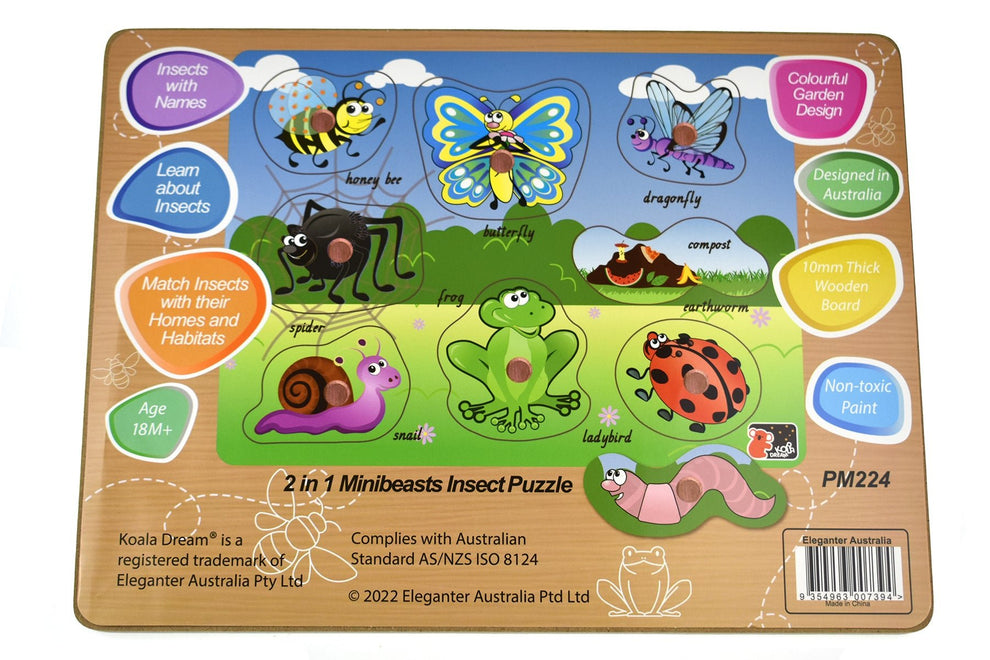 Educational 2|In|1 Minibeasts Insect Peg Puzzle | Kids Mega Mart
