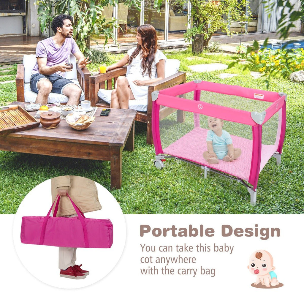 Buy 3 in 1 Baby Portacot with Bassinet & Changing Table Pink