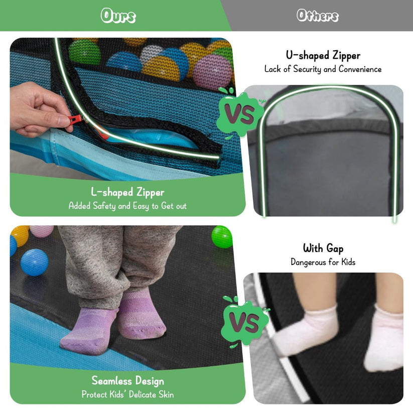 3 in 1 Kids Trampoline with Swing and Bar - Safe Outdoor Fun