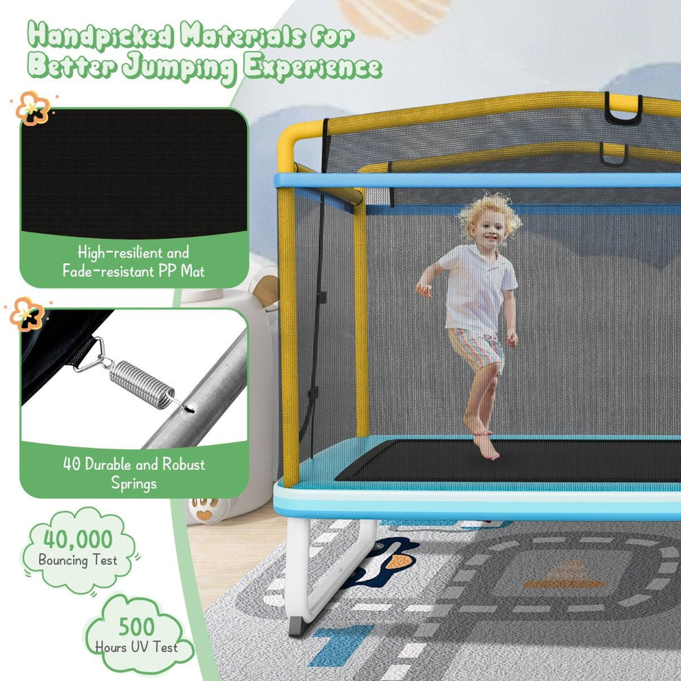 3 in 1 Kids Trampoline with Swing and Bar - Safe Outdoor Fun