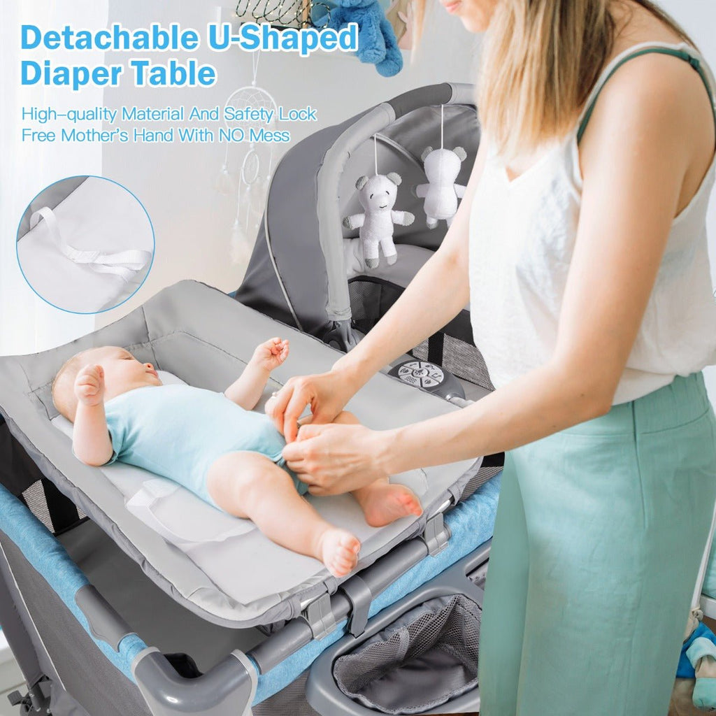 Buy 4-IN-1 Blue Baby Portacot with Carry Bag & Foldable Bassinet