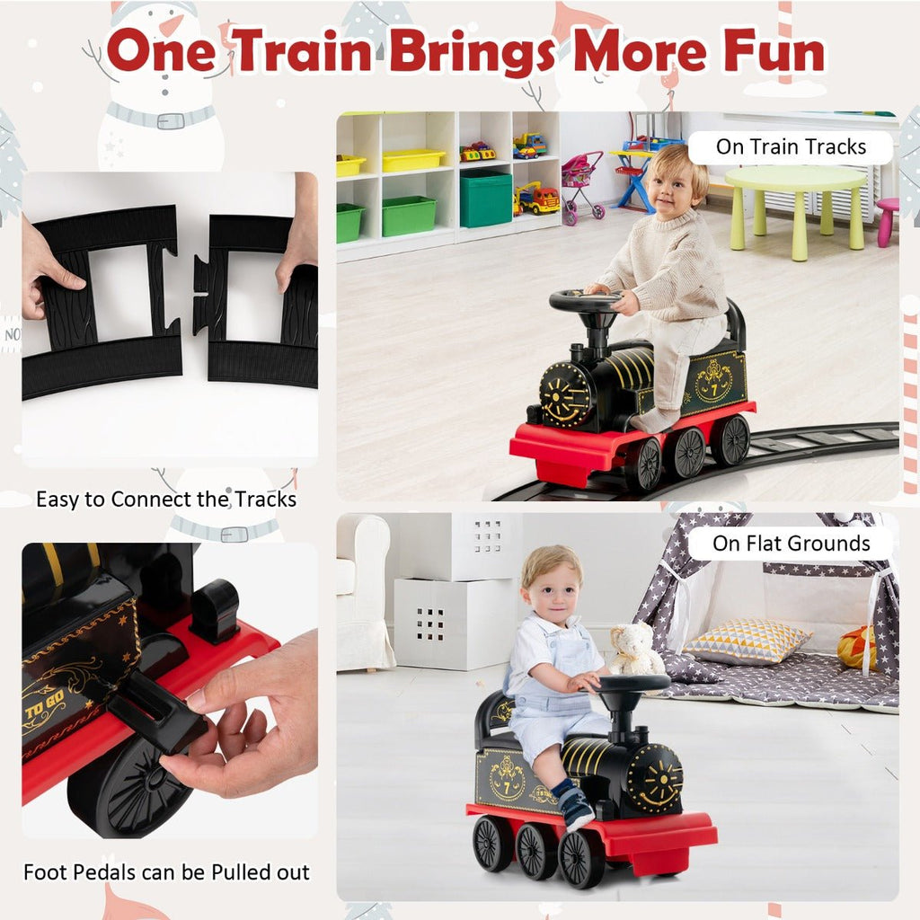 6V Electric Ride on Train Toy with Track Black | Fun Playtime