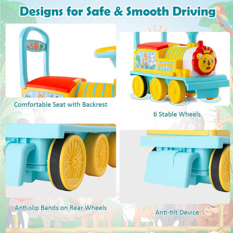 Buy 6V Electric Kids Ride On Train Toy with Track Blue