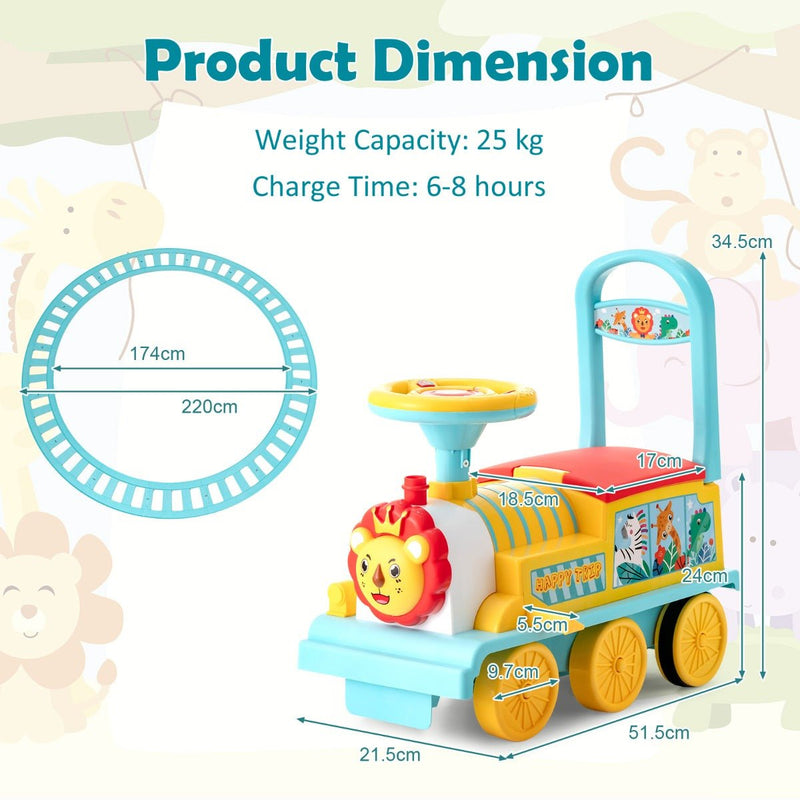 Buy 6V Electric Kids Ride On Train Toy with Track Blue