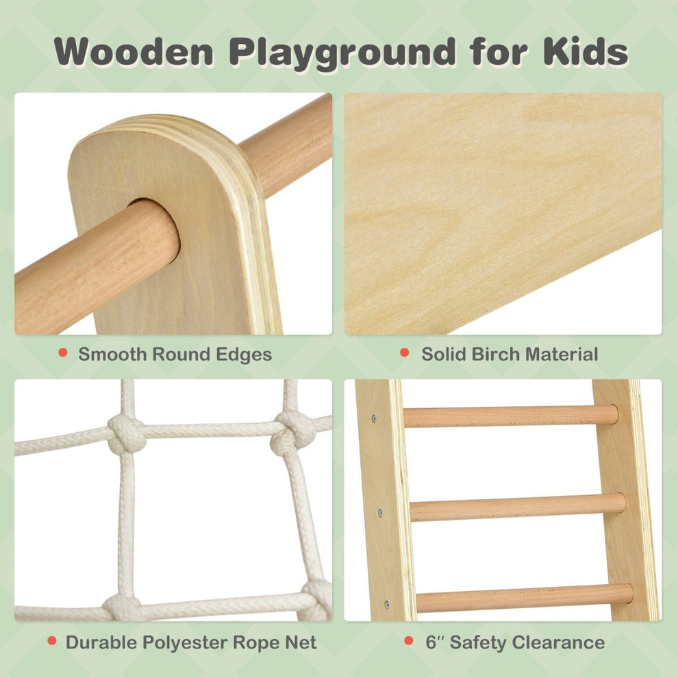 Wooden Climbing Playset | 8-in-1 Indoor Activity for Kids
