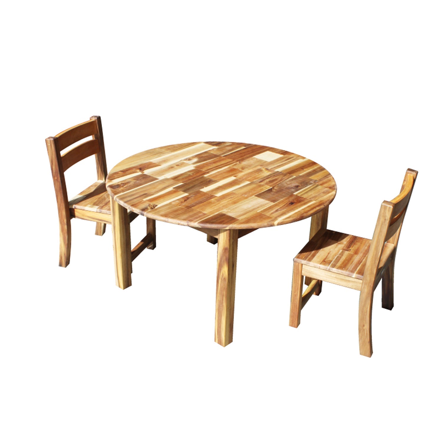 Acacia Round Table 90cm & 2 Stacking Chairs – Kids Mega Mart