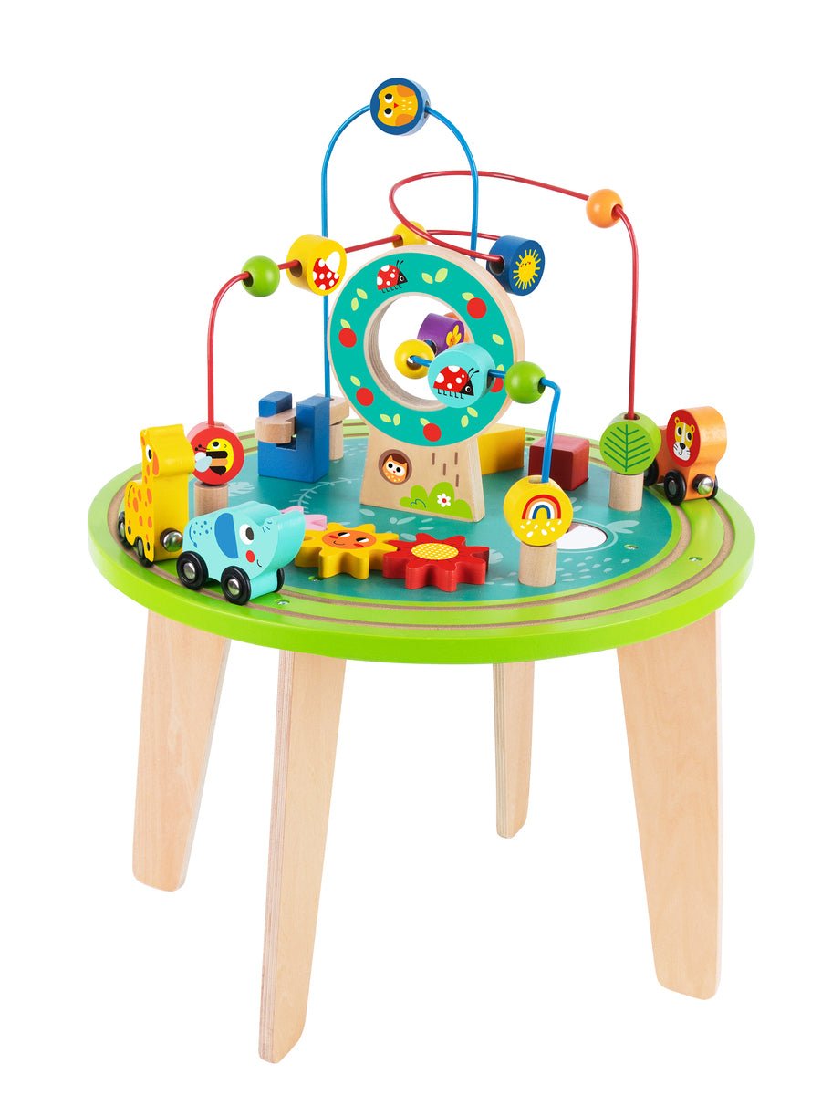 Activity Table with Bead Maze, Train Track, and Shape Sorter
