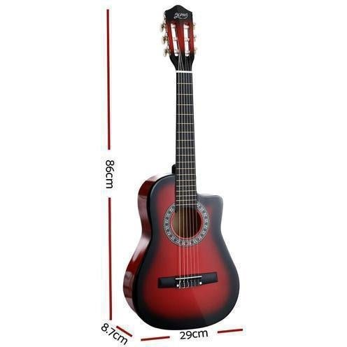 Alpha 34 Inch Guitar Acoustic 1/2 Size Red Australia – Kids Mega Mart