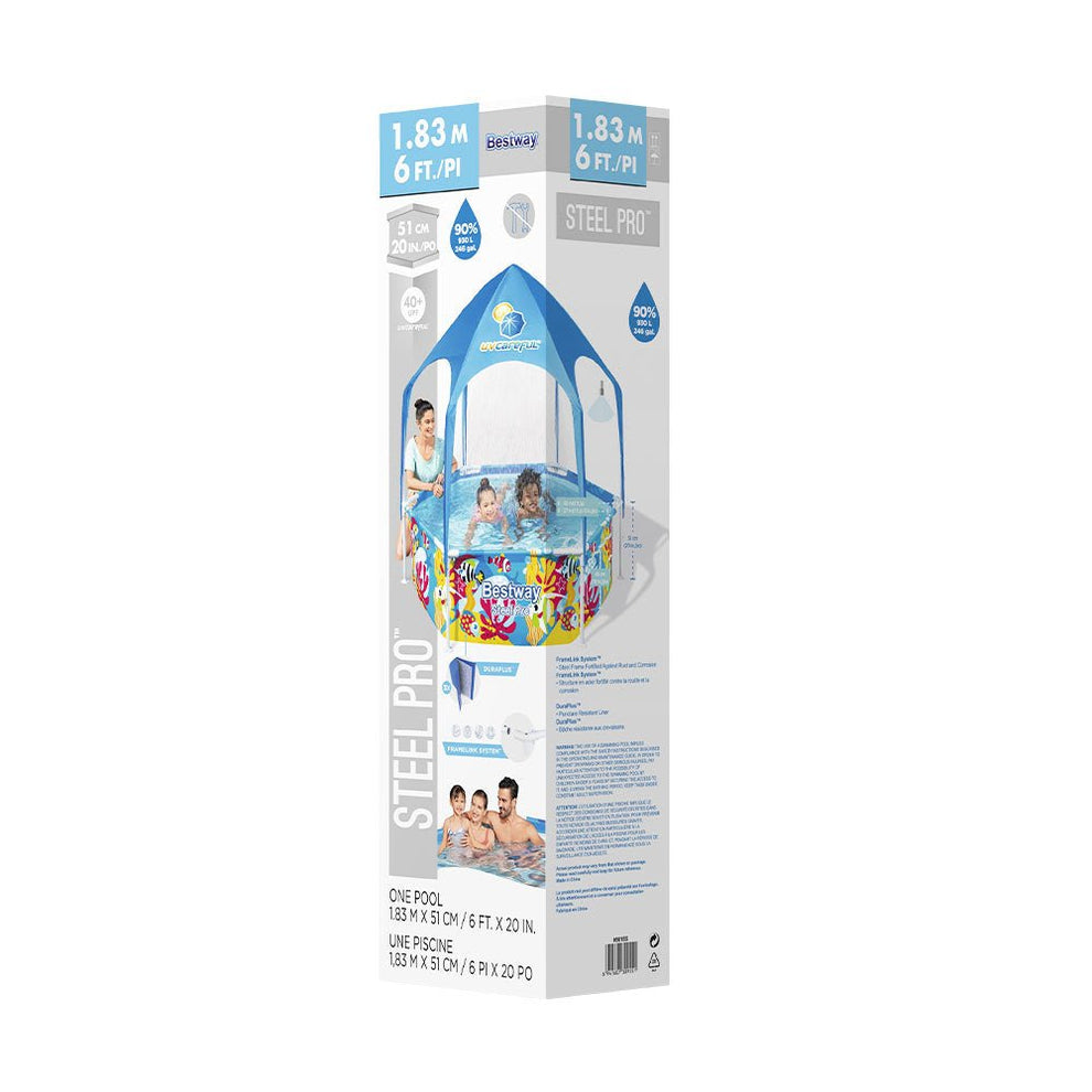 Bestway Steel Pro Pool with Mist Dome Canopy - Buy Now!