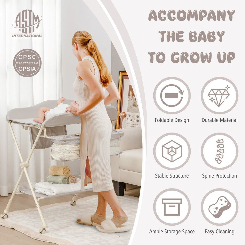 Buy Grey Nappy Change Table Height-Adjustable | Kids Mega Mart