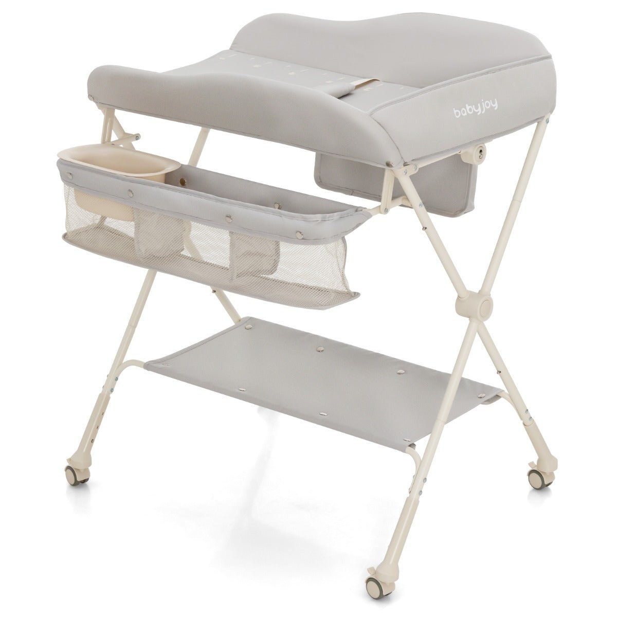 Foldable Baby Change Table with Adjustable Height and Storage