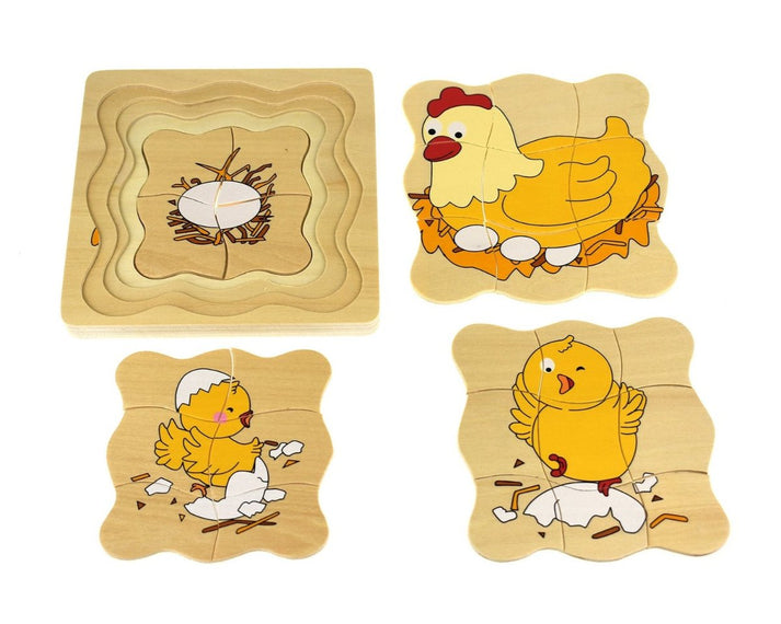 Chicken Lifecycle 4 Layers Puzzle Board | Kaper Kidz | Educational Toy