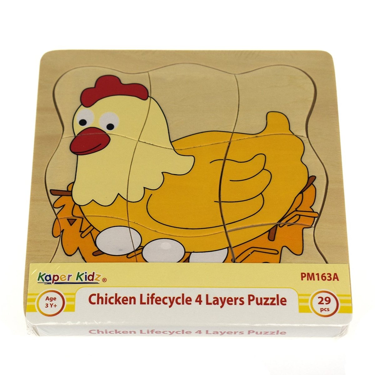 Chicken Lifecycle 4 Layers Puzzle Board | Kaper Kidz | Educational Toy