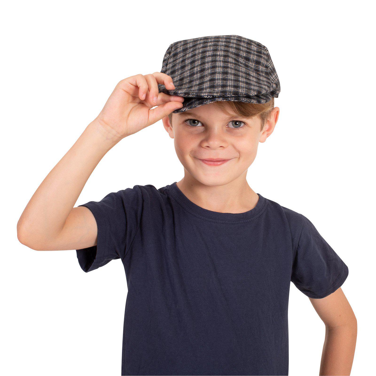 Colonial Boy Flat Cap for Kids | Adjustable Chequered Pattern Hat
