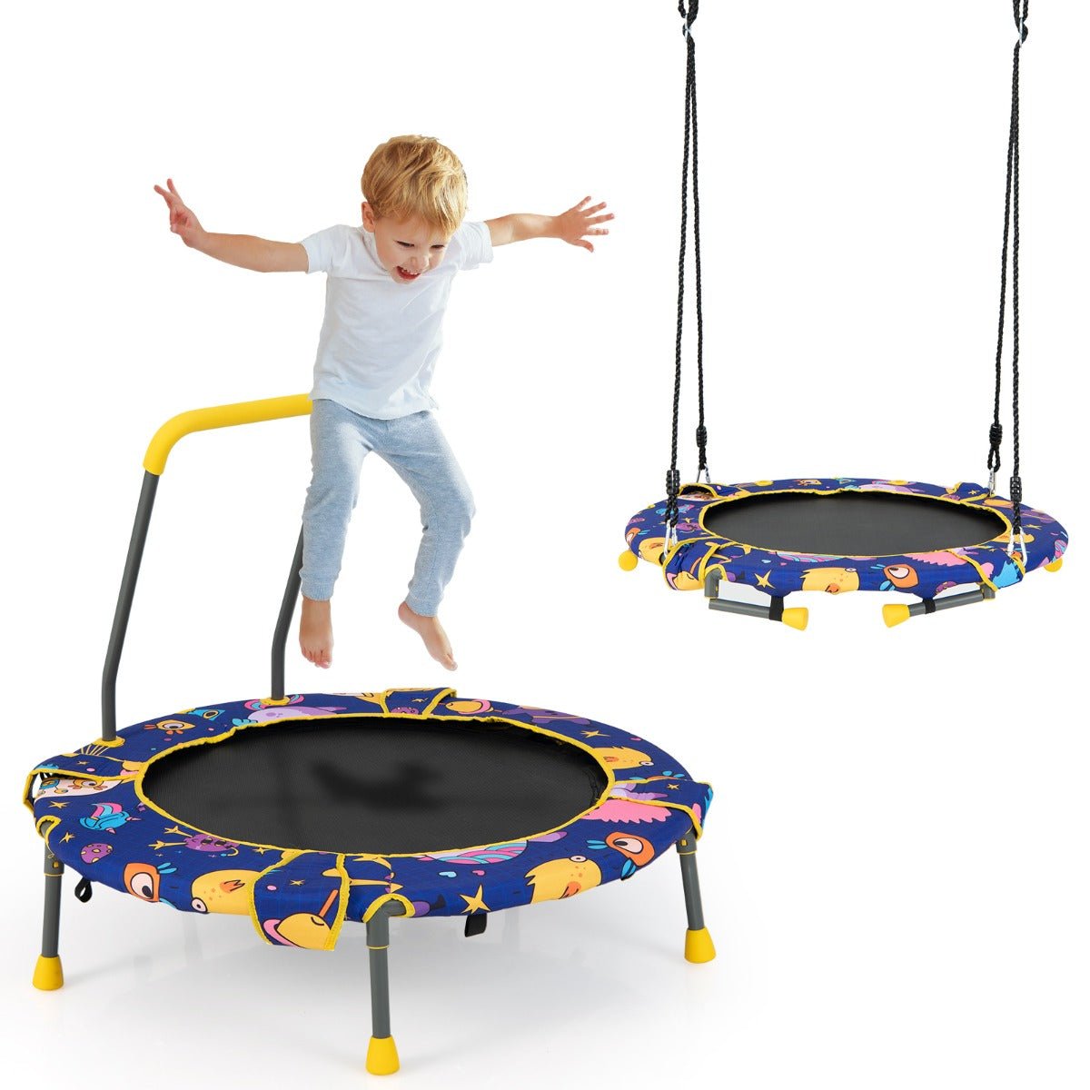 2-in-1 Kids Trampoline and Swing Set | Safe Indoor/Outdoor Fun – Kids ...