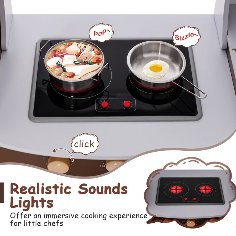 Corner Toy Play Kitchen with Ice Maker - Brown | Kids Mega Mart