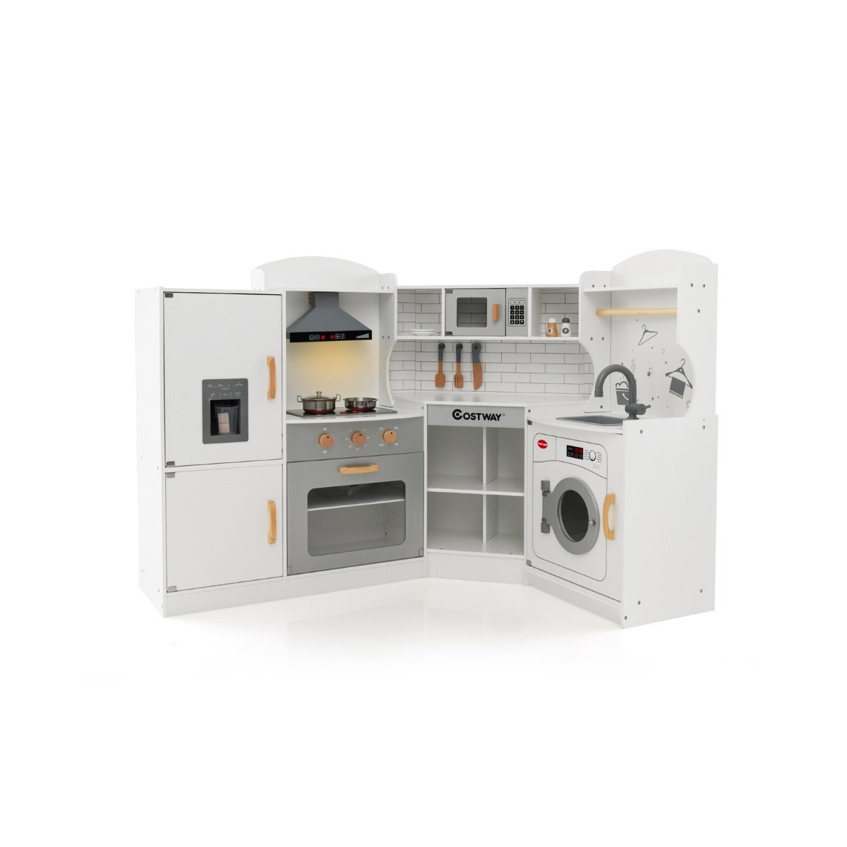 Corner Play Kitchen | Wooden Set with Lights and Sounds for Kids – Kids ...