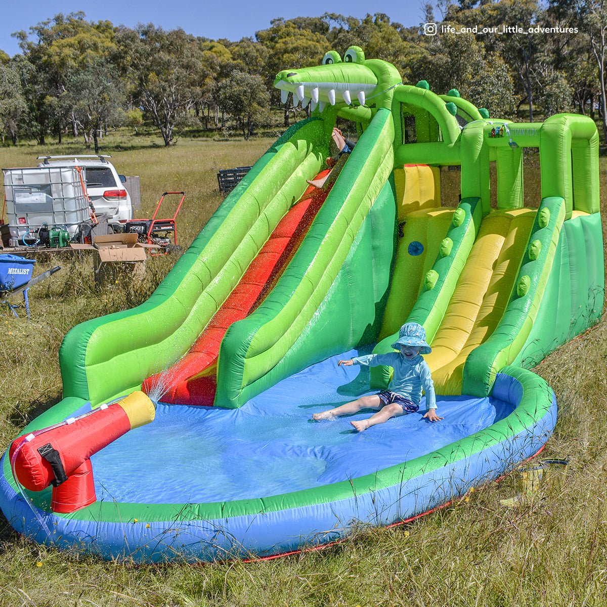 Crocadoo Inflatable Water Slide | Backyard Fun for Kids 3-10