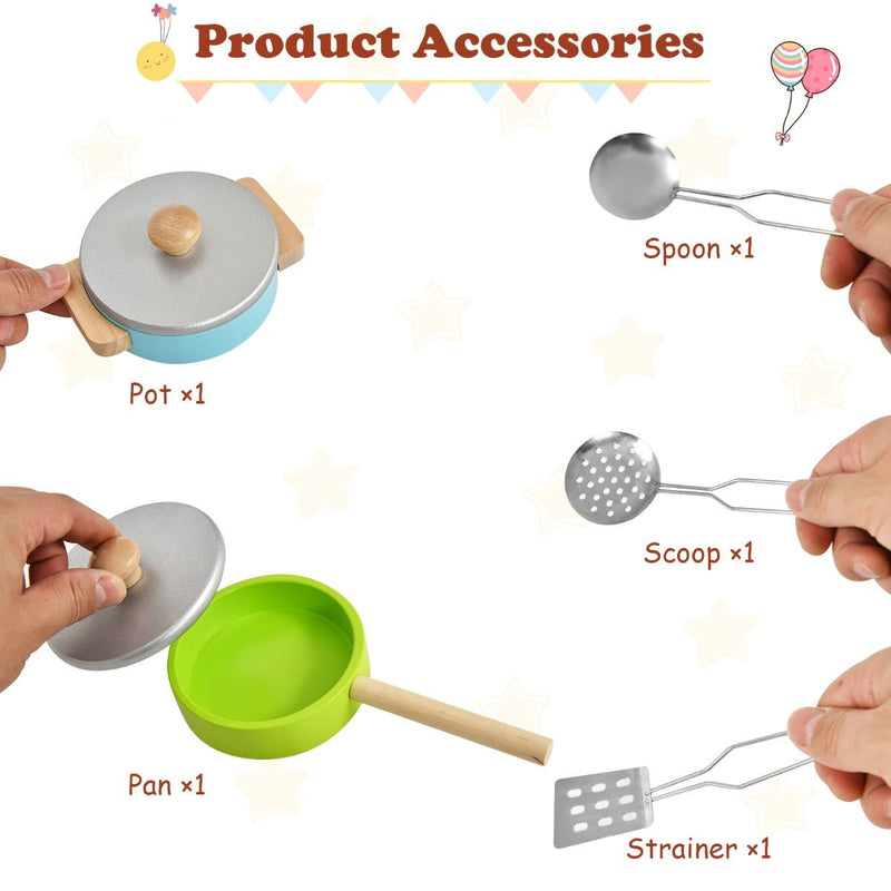 Educational Kids Play Kitchen with Pretend Play Cooking Set