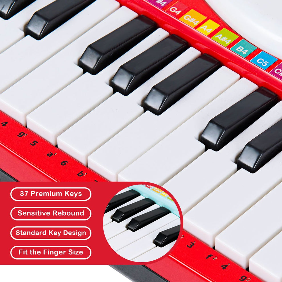 Kids Electronic Keyboard Piano Red | 37 Keys, Microphone, Lights – Kids ...